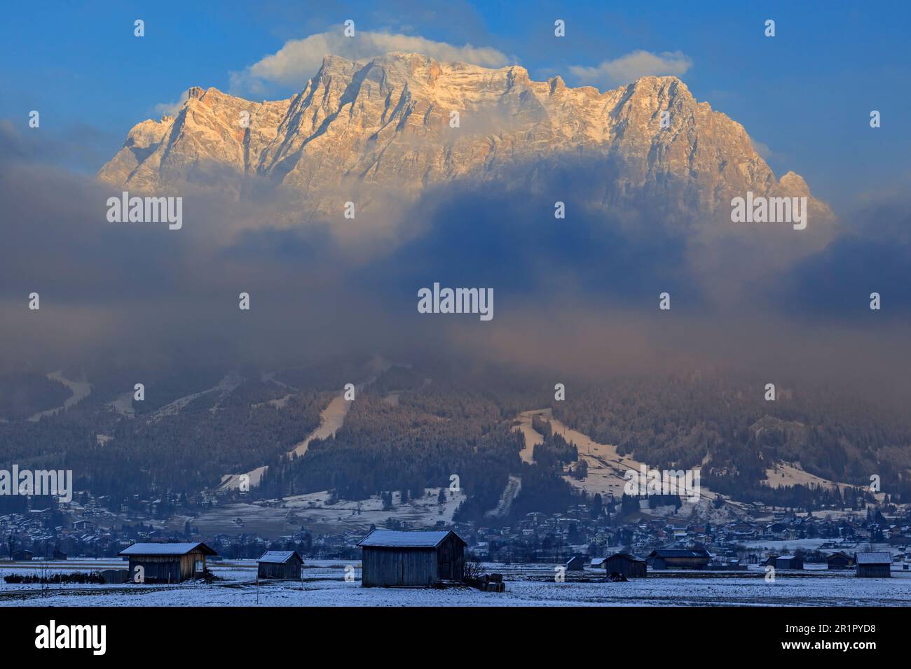 Zugspitze and Ehrwald, Tyrol, Austria, Winter Stock Photo - Alamy