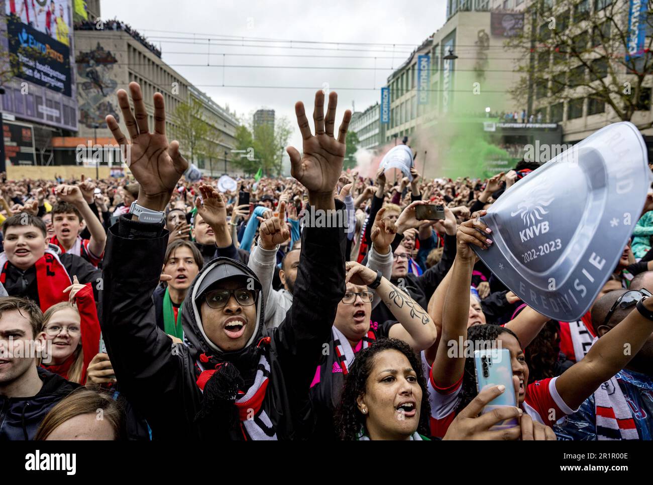 ROTTERDAM - Football fans on the Coolsingel during the ceremony of ...