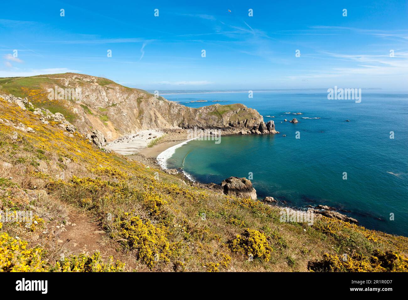 Nez de Jobourg rocky coast in the north of the Cotentin Peninsula on a ...