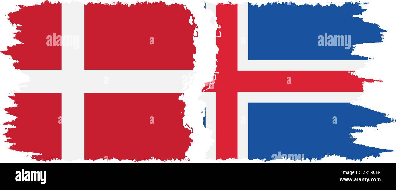 Iceland and Denmark grunge flags connection, vector Stock Vector Image ...