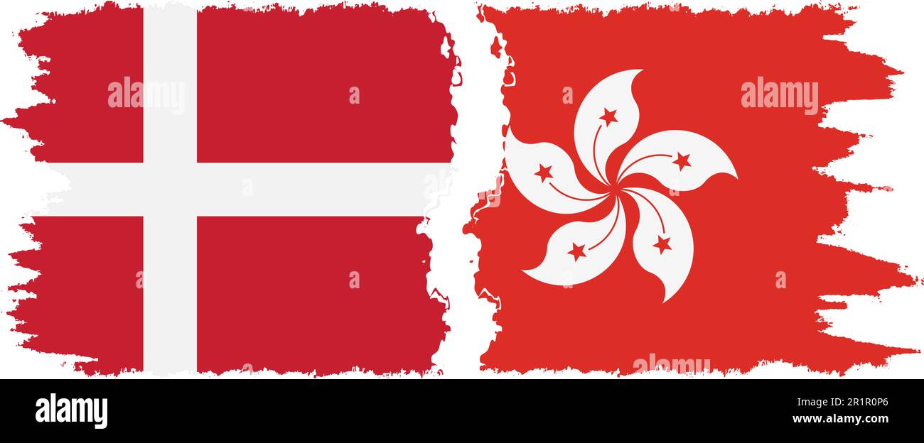 Hong Kong and Denmark grunge flags connection, vector Stock Vector ...
