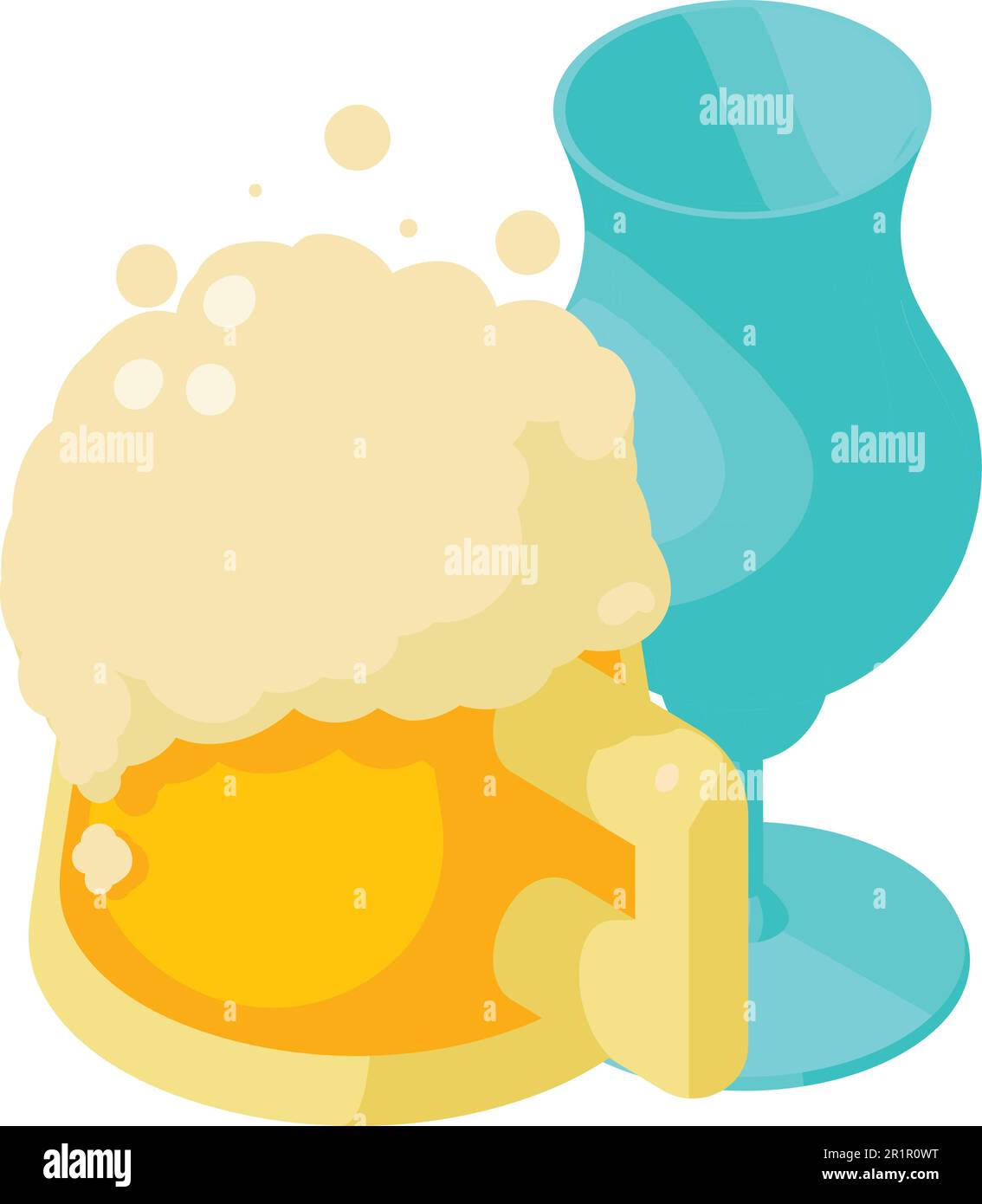 Drink degustation icon isometric vector. Big glass foamy beer mug and ...