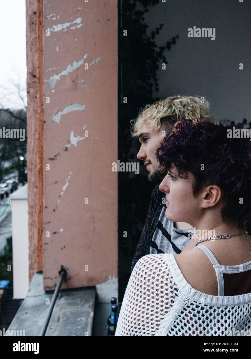 Non binary couple on balcony hi-res stock photography and images - Alamy