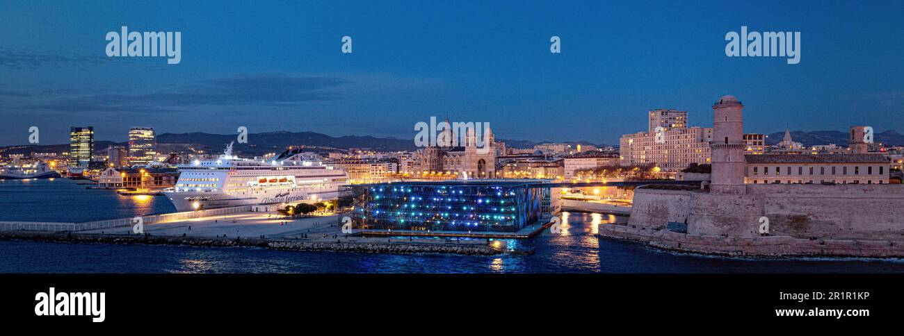 Cathedral and fort saint jean by night hi-res stock photography and ...