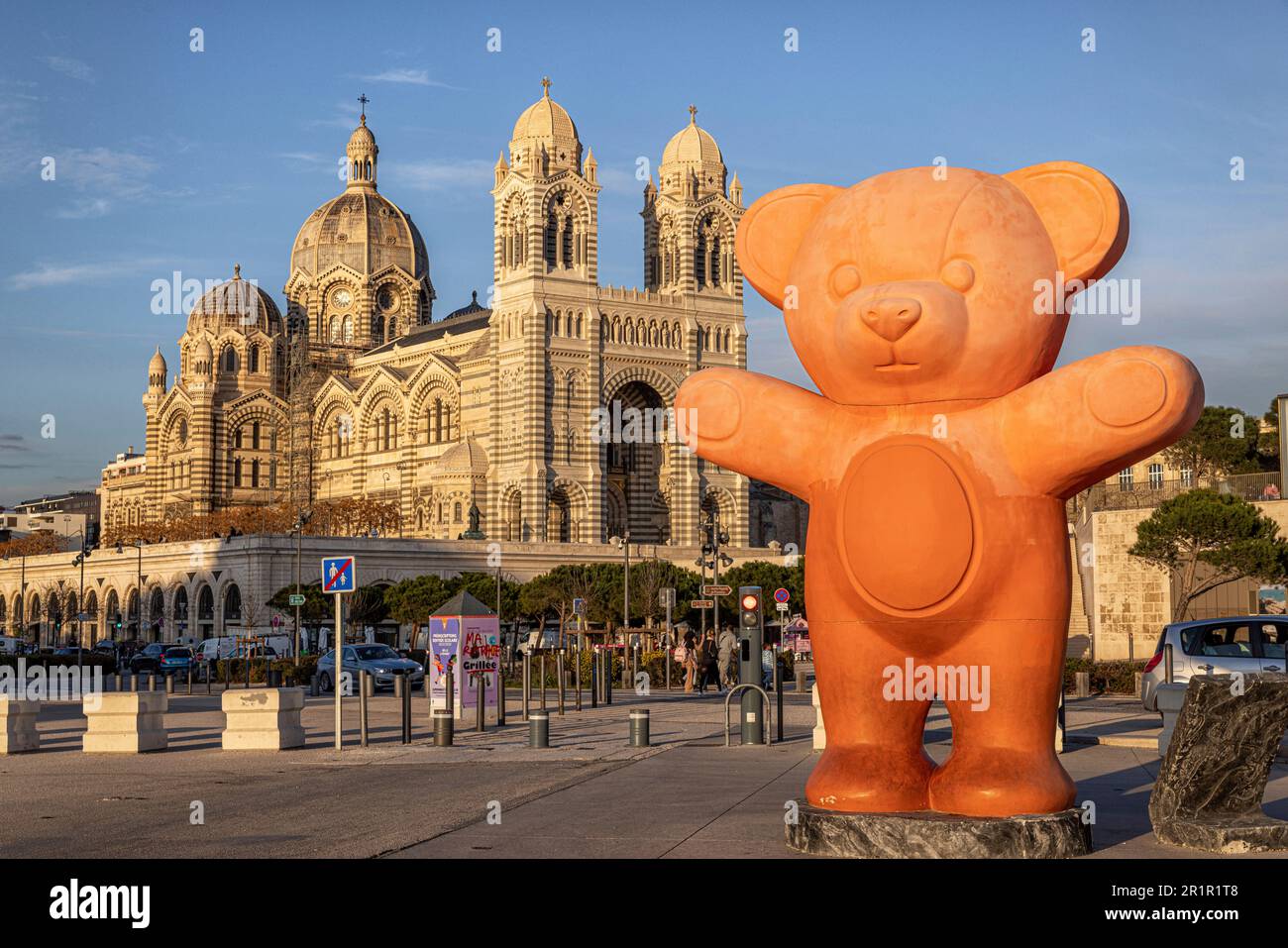 La Major Cathedral with bear statue, Marseille, Provence-Alpes-Cote d ...