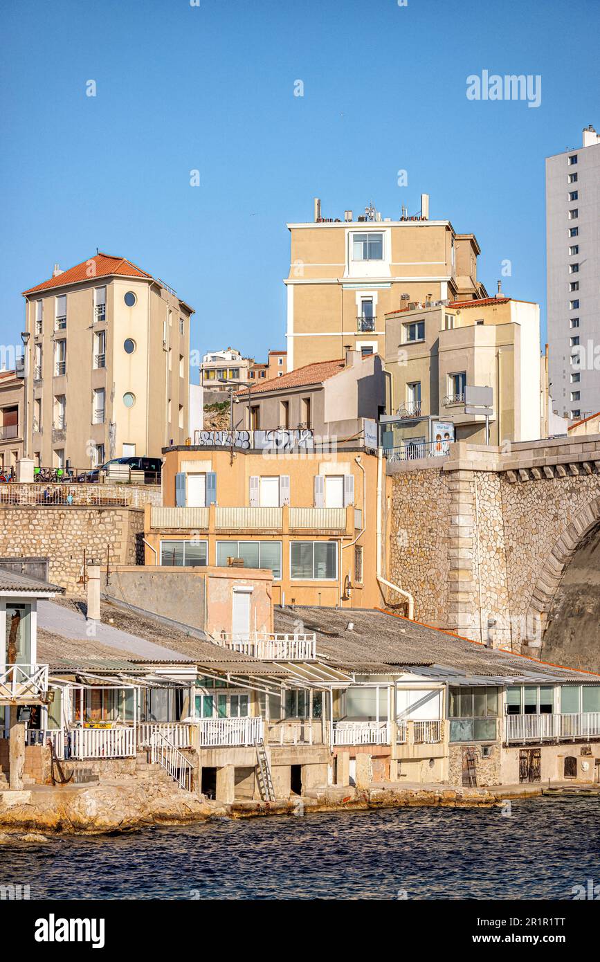 Dwellings and typical cabanons at Vallon des Auffes, Marseille ...