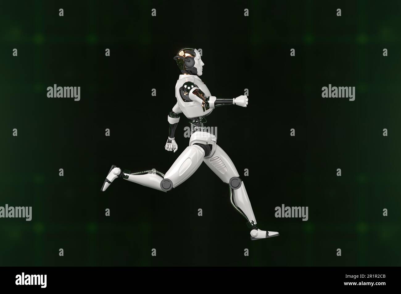 Futuristic world robots are running. Presentation of technology with ...