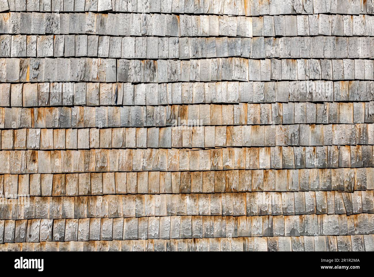 Weathered wooden roof shingles on a wall as creative background Stock ...