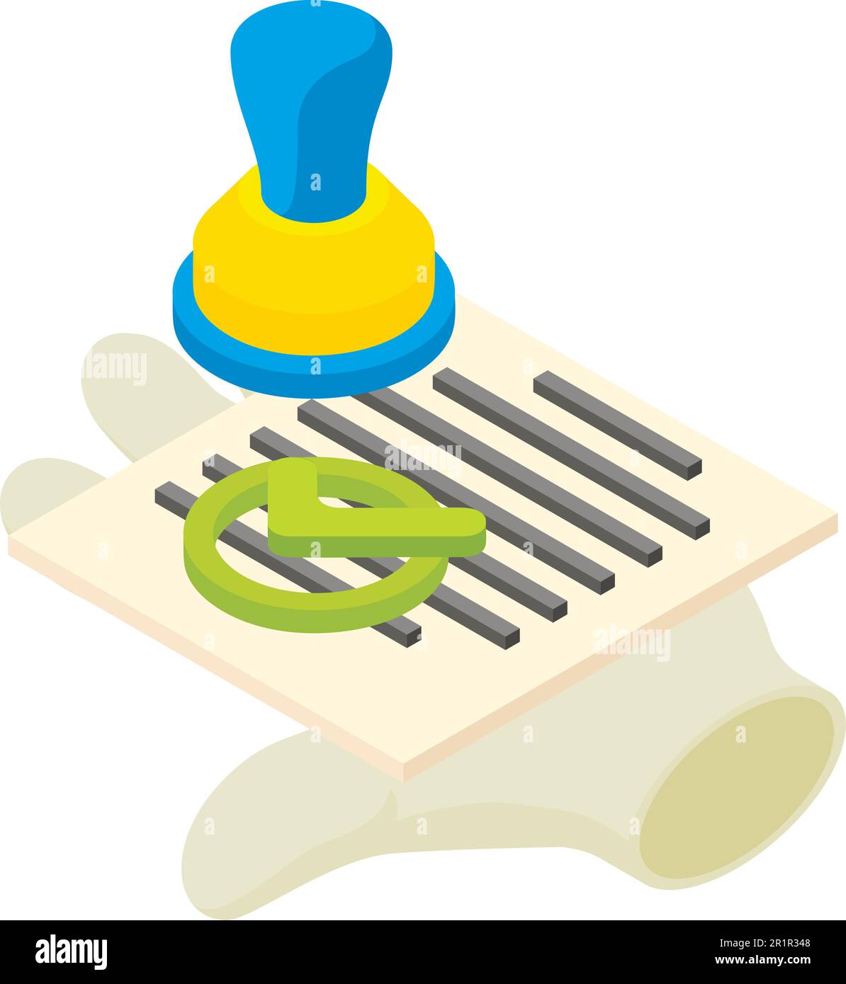 Confirmation icon isometric vector. Document, seal, checkmark sign in ...