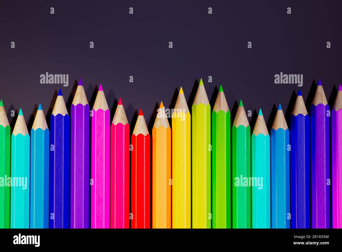 A collection of multicoloured pencils. The endless number of pencils in ...