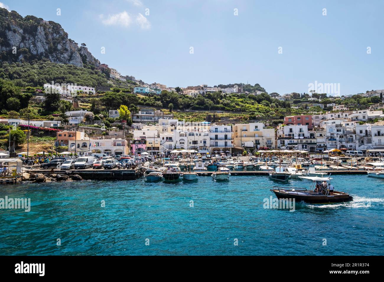 View of the port of Capri, Marina Grande, Capri Island, Gulf of Naples ...