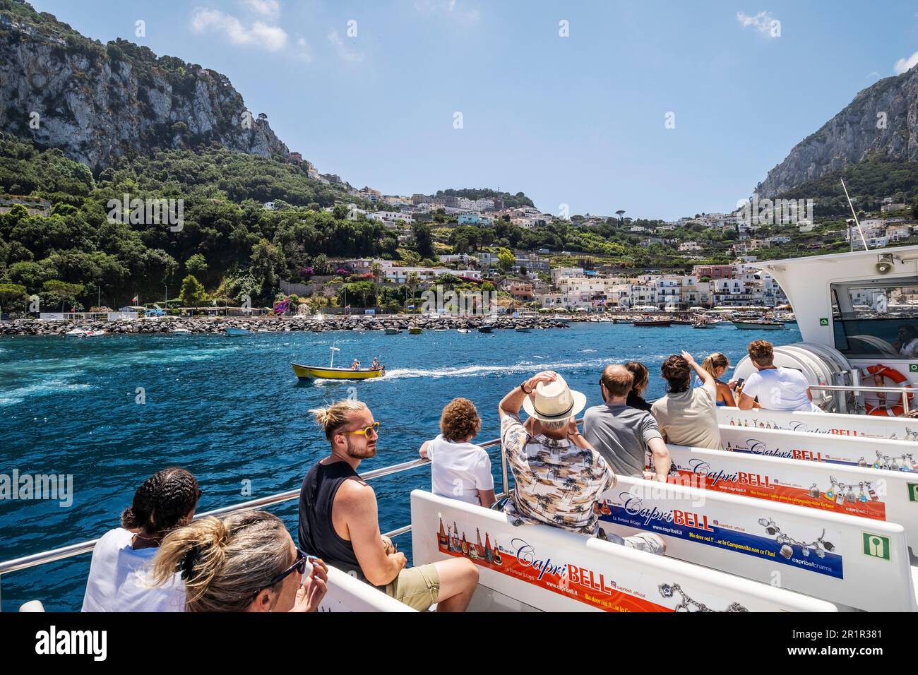 People on the ferry to Capri, Capri Island, Gulf of Naples, Campania ...