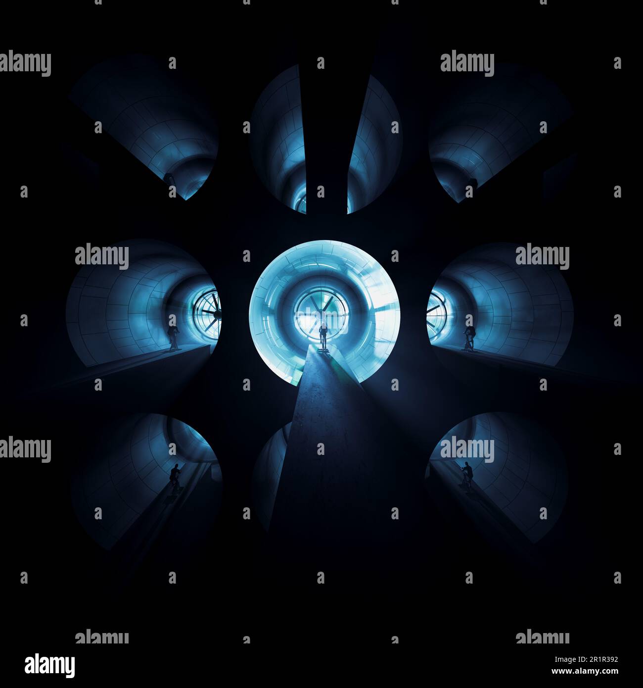 Rotating fan blades of a modern ventilation system. Huge air ...