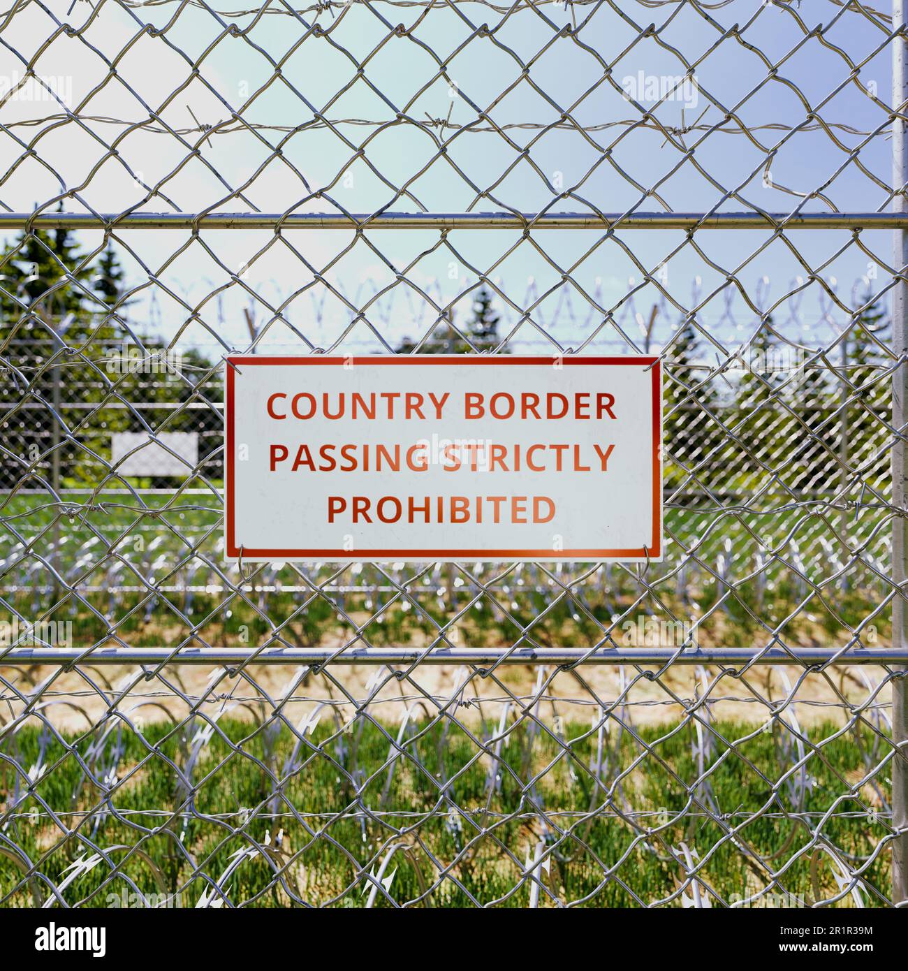 Boundary fence between two countries. Illegal refugees migrations ...