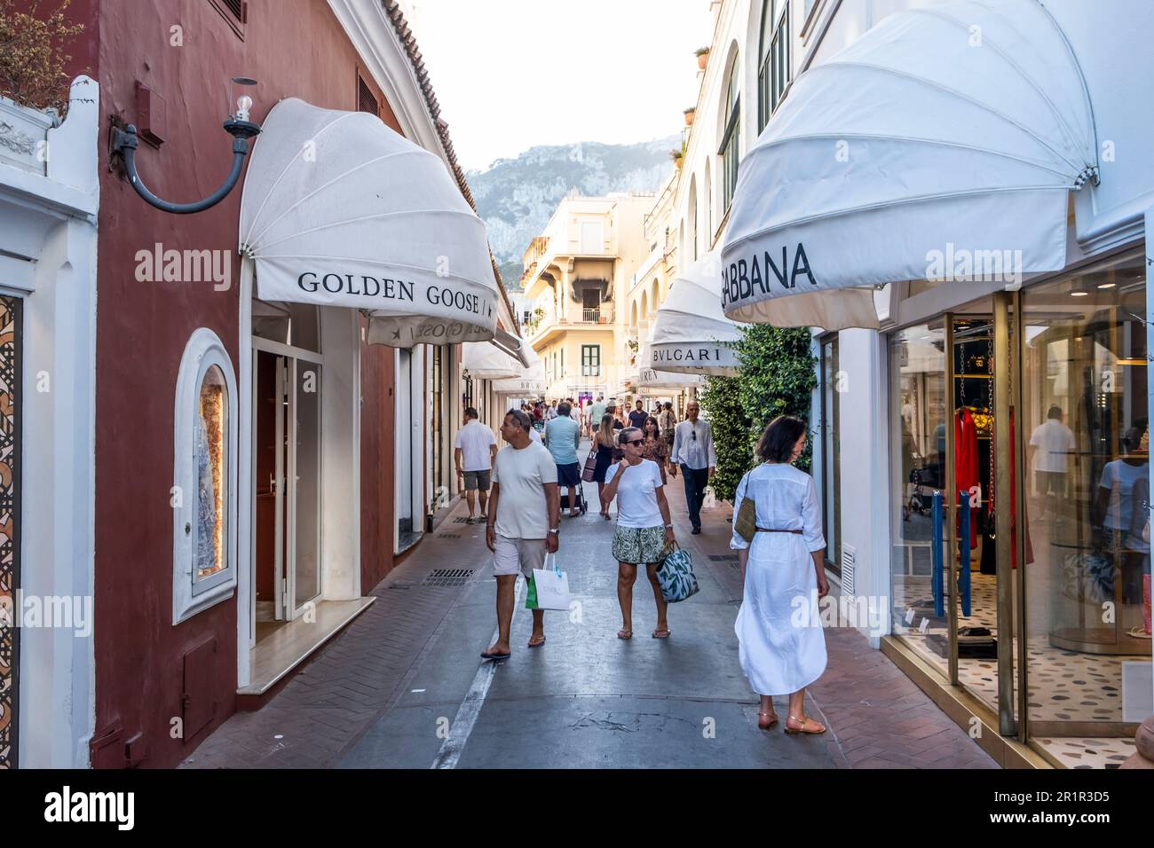 People in the shopping streets of Capri, Capri Island, Gulf of Naples ...