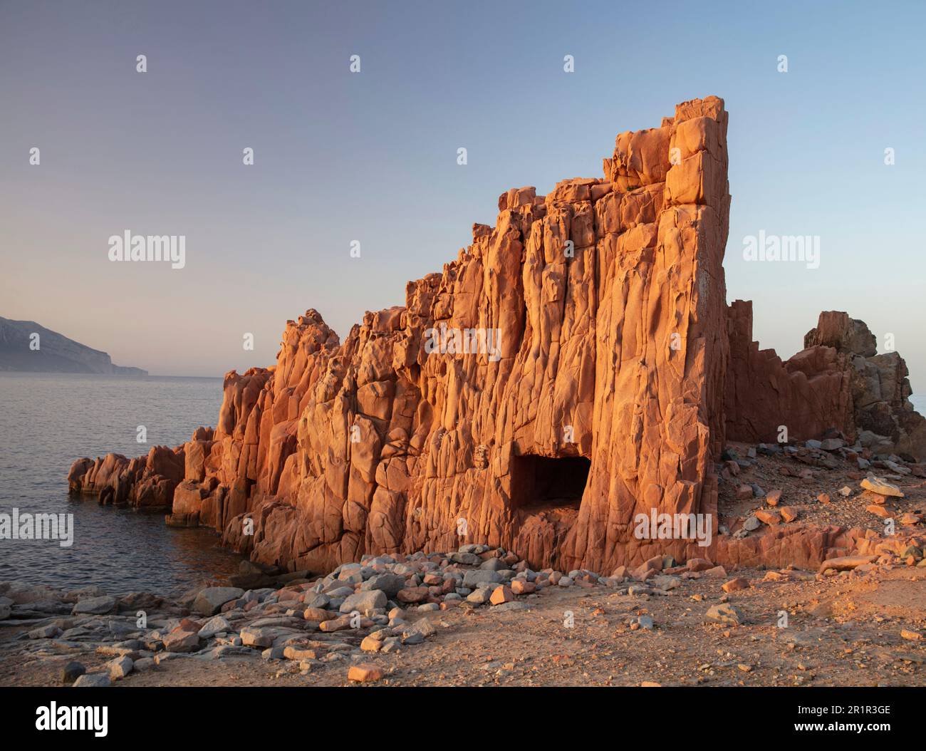 Italy, Sardinia, Arbatax, Rocce Rosse, evening light, sunset, rocks ...