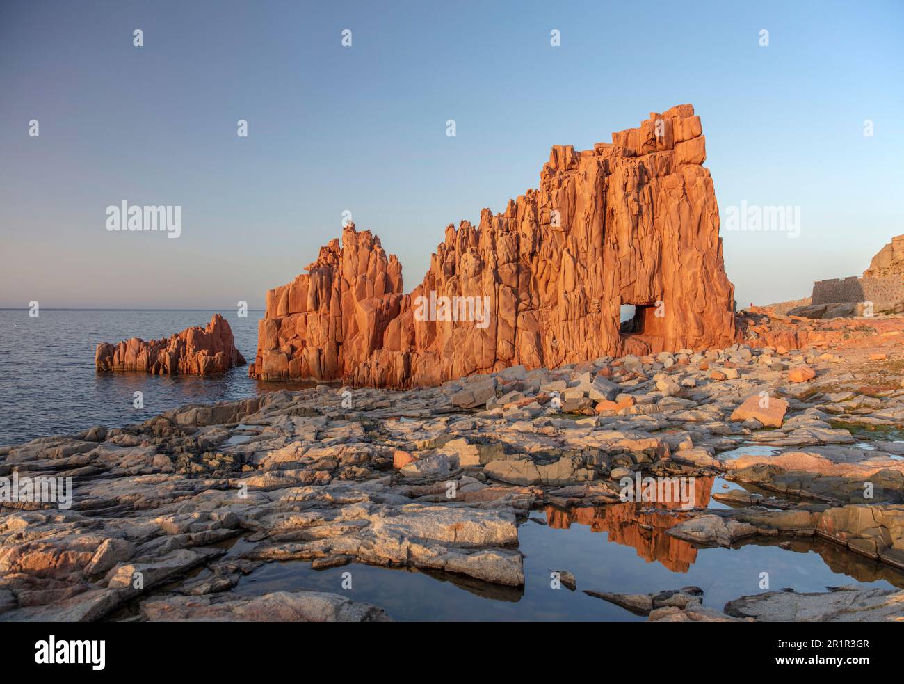 Italy, Sardinia, Arbatax, Rocce Rosse, evening light, sunset, rocks ...