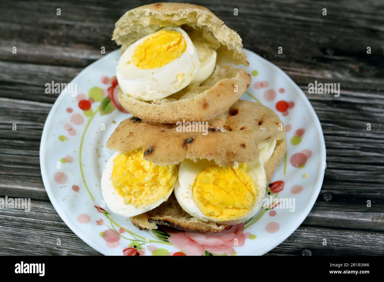 Mini traditional Egyptian flat bread with wheat bran and flour, small ...