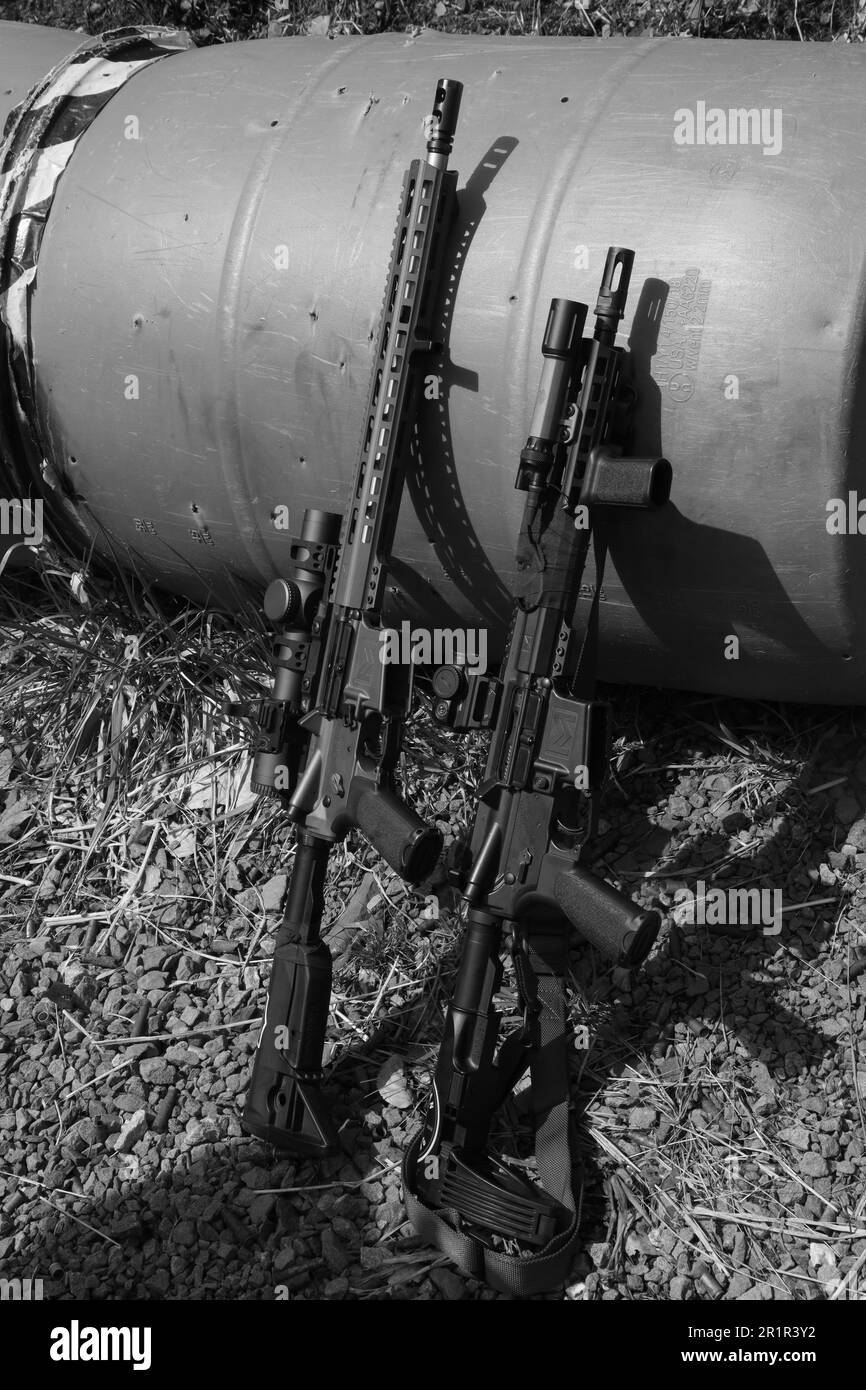 Guns on grass Black and White Stock Photos & Images - Alamy