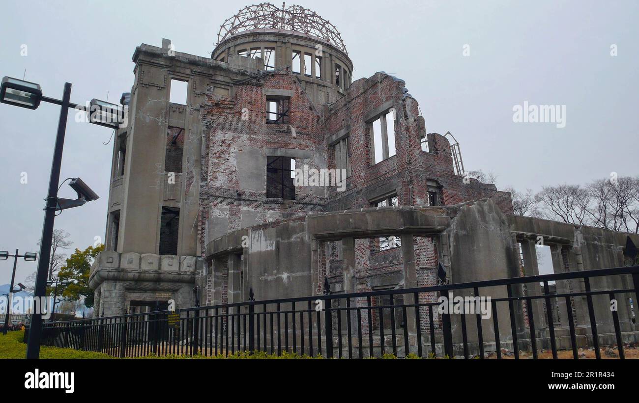 An exterior shot of Hiroshima Atomic Bomb Dome in the Kobe Peace Park ...