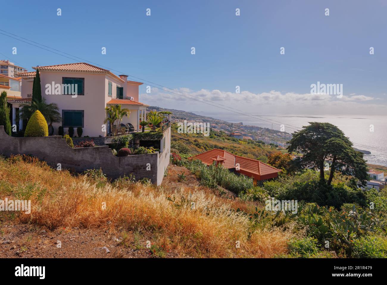Natural Madeira landscape at the settlements built on high cliffs or in ...