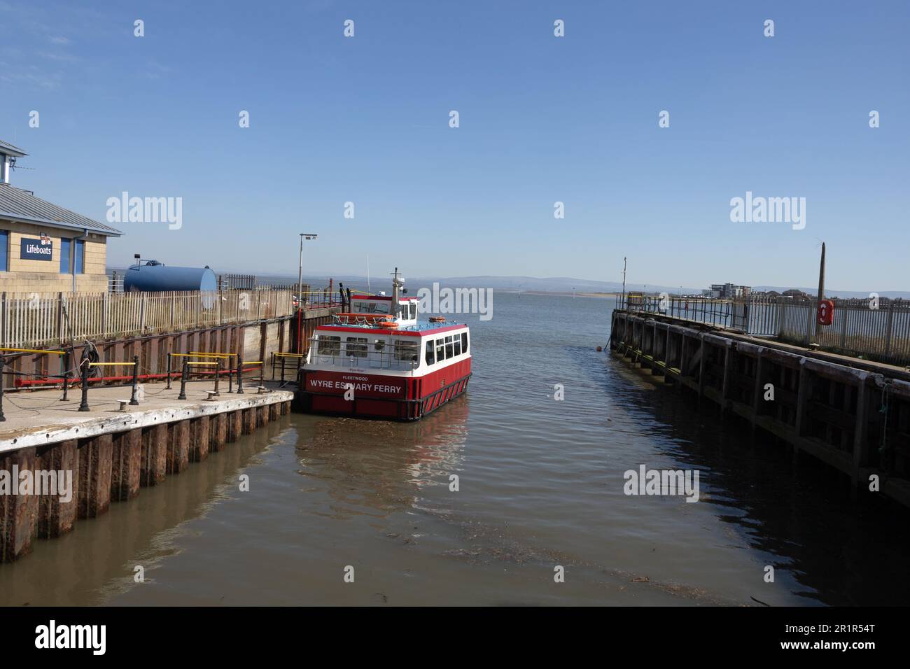 The Knott End Ferry moored at Fleetwood and waiting to sail to Knott ...