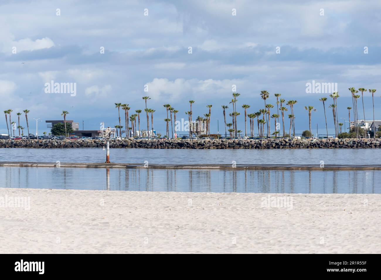 View of the Mission Bay Channel Jetty from Dog Beach in Ocean Beach ...