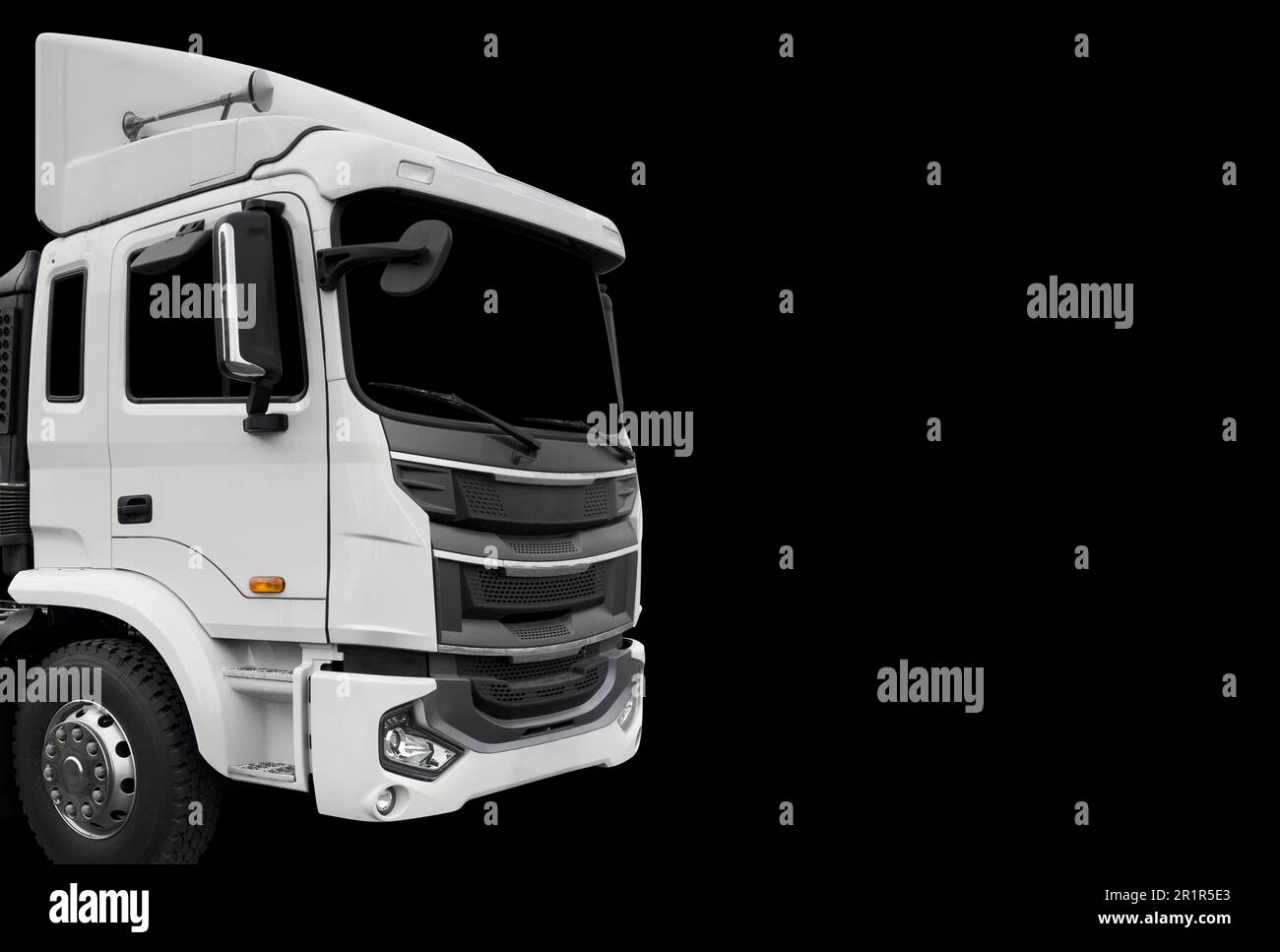 Plain white delivery truck isolated on black background. Delivery ...
