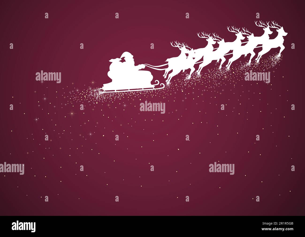 Christmas background or theme, White silhouette of Santa Claus flying with his sleigh Stock ...