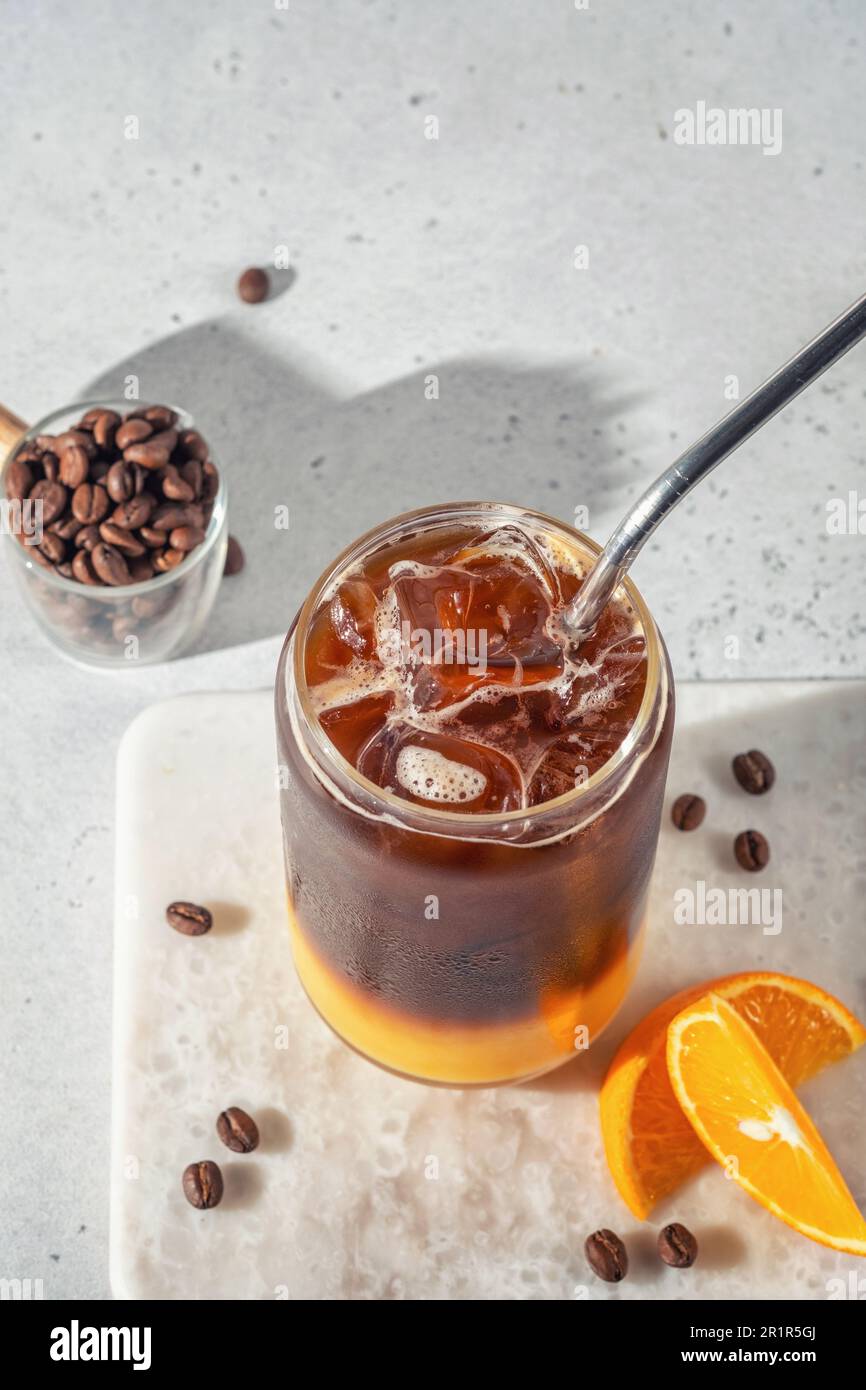 Bumble coffee mix with orange juice and cold brew coffee with ice Stock ...