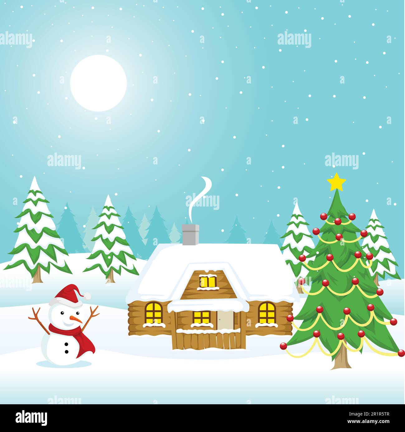 Winter landscape pine snowy Stock Vector Images - Alamy