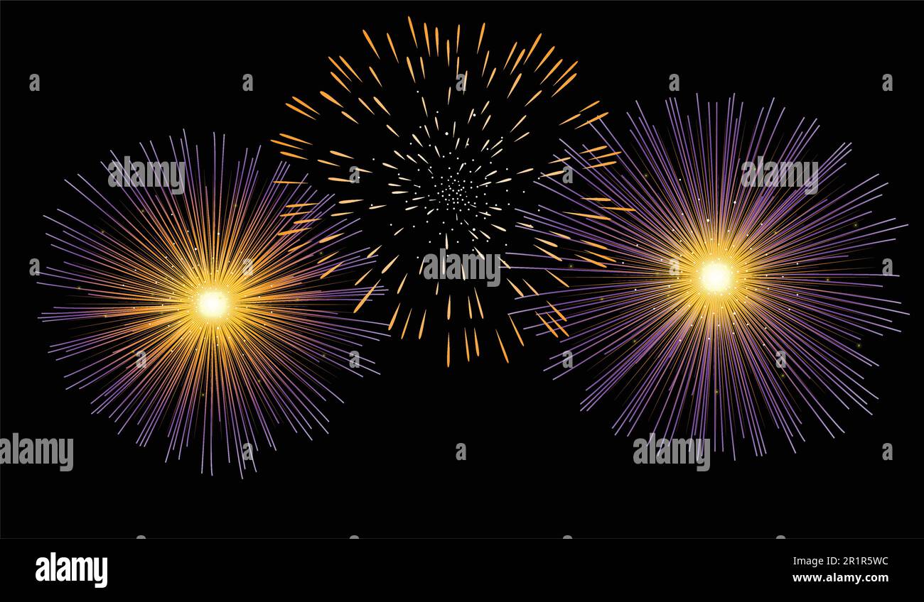 Vector illustration of fireworks using simple gradient colors, easy to ...