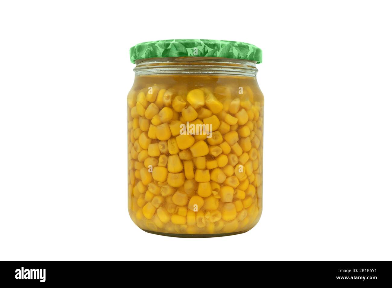 Canned sweet corn in glass can isolated on white background. Pickled ...
