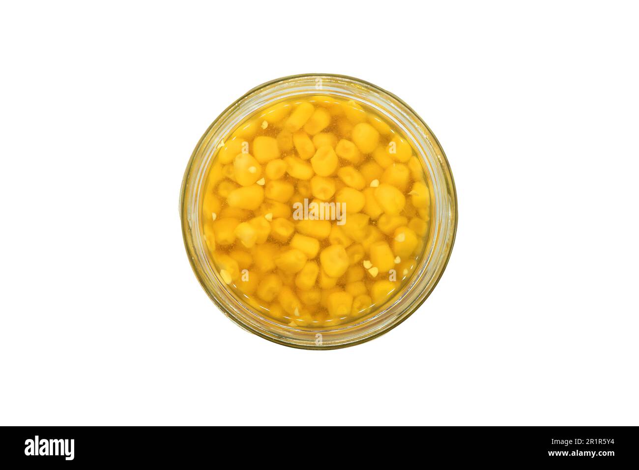 Canned sweet corn in glass can isolated on white background. Pickled ...