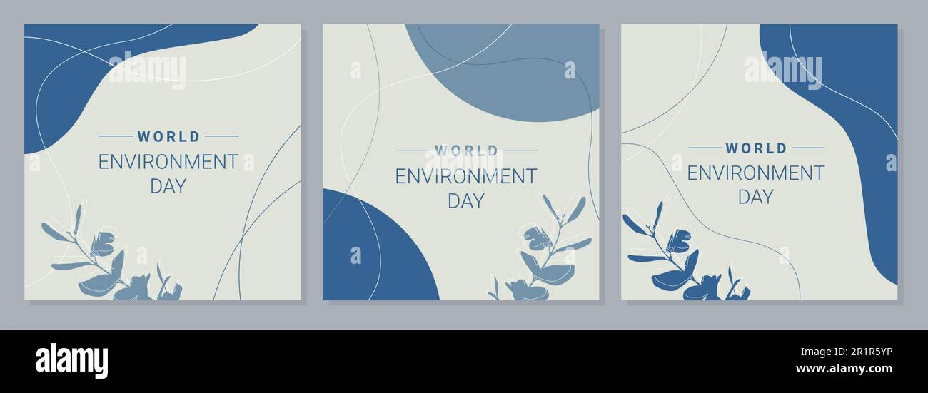Set posters of blue World Environment Day , brochures, flyer templates ...