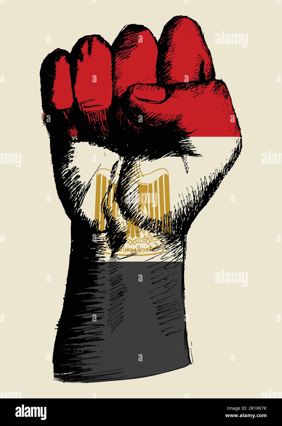 Sketch illustration of a fist with Egypt insignia Stock Vector Image ...