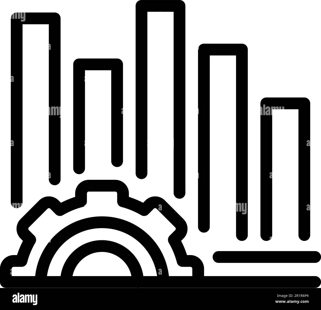 Gear graph icon outline vector. Work process. Sad depression Stock ...