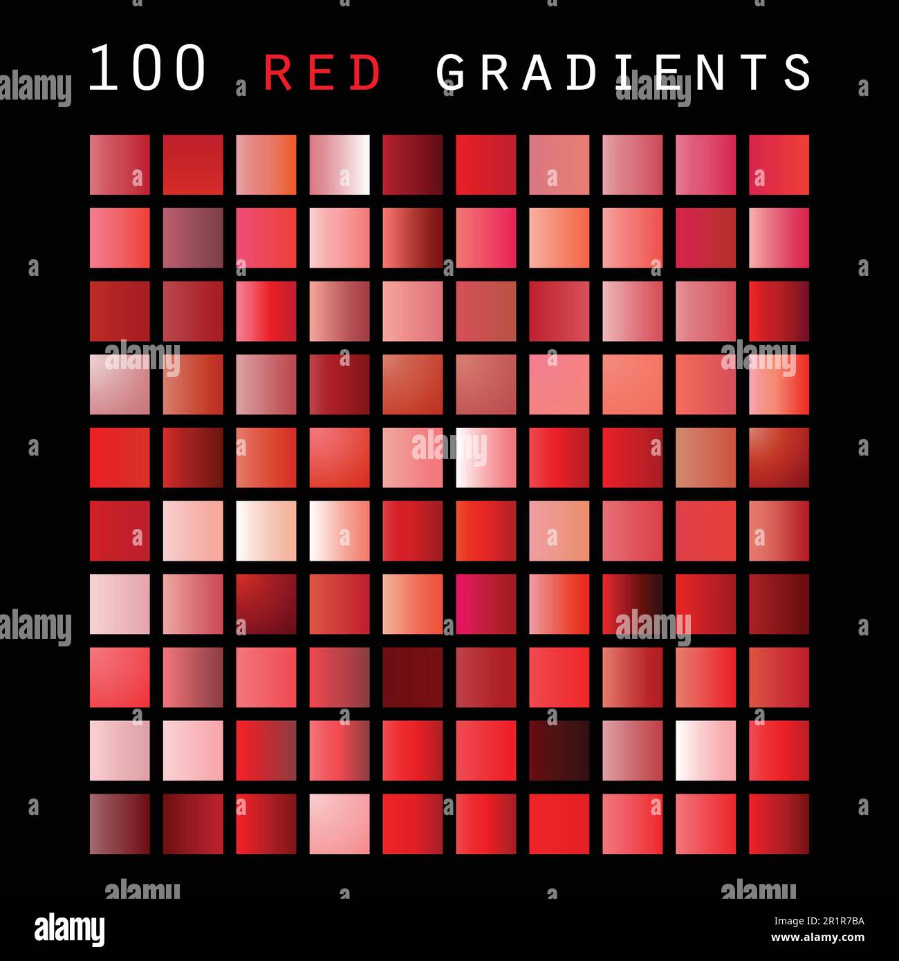 Set of 100 Red Color Shades and Gradient Samples, Design Template Stock ...