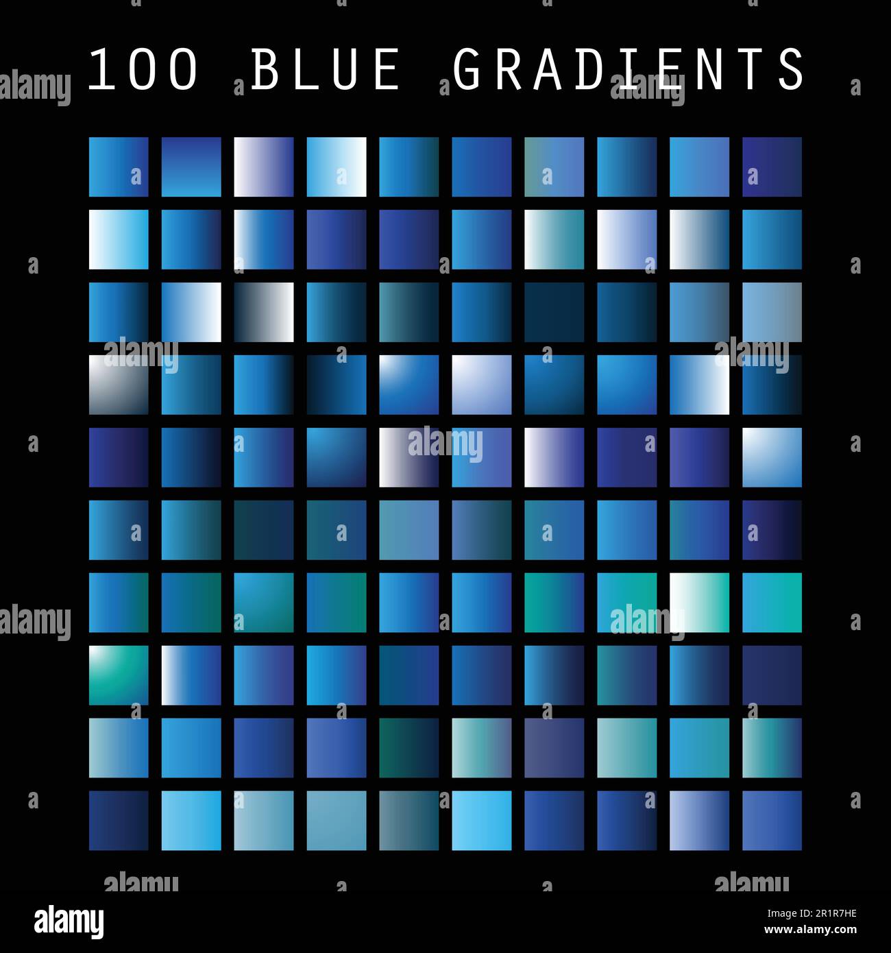 Set of 100 Shades of Color Blue and Gradient Samples Design Template ...