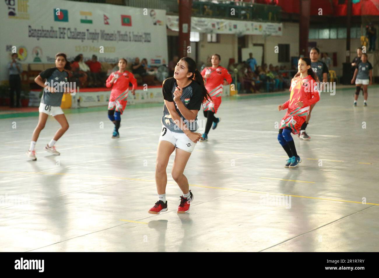 Bangabandhu IHF Challenge Trophy Women’s (Youth & Junior) 2023 league match between Bangladesh ...