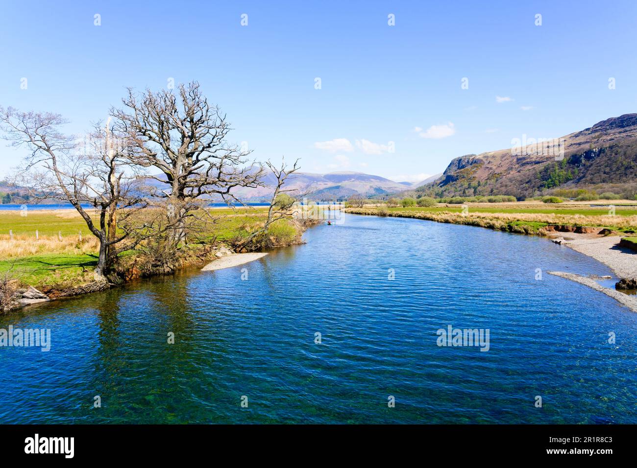 The River Derwent flows south from Derwent Water in the Lake District ...