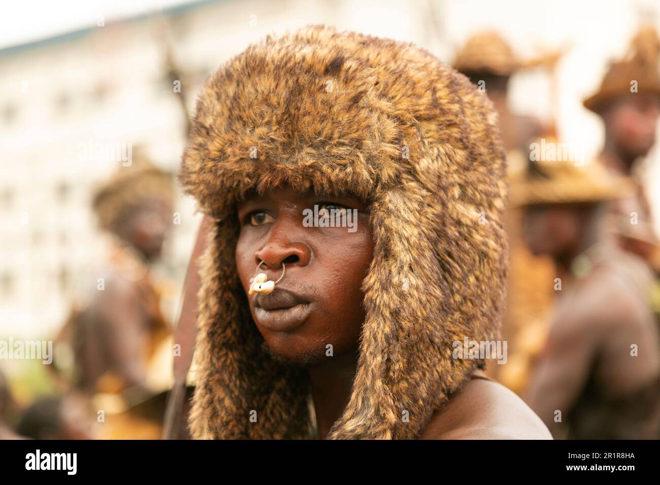 Jos, Nigeria. 12th May 2023. Portrait of Berom soldier during the Nzem ...
