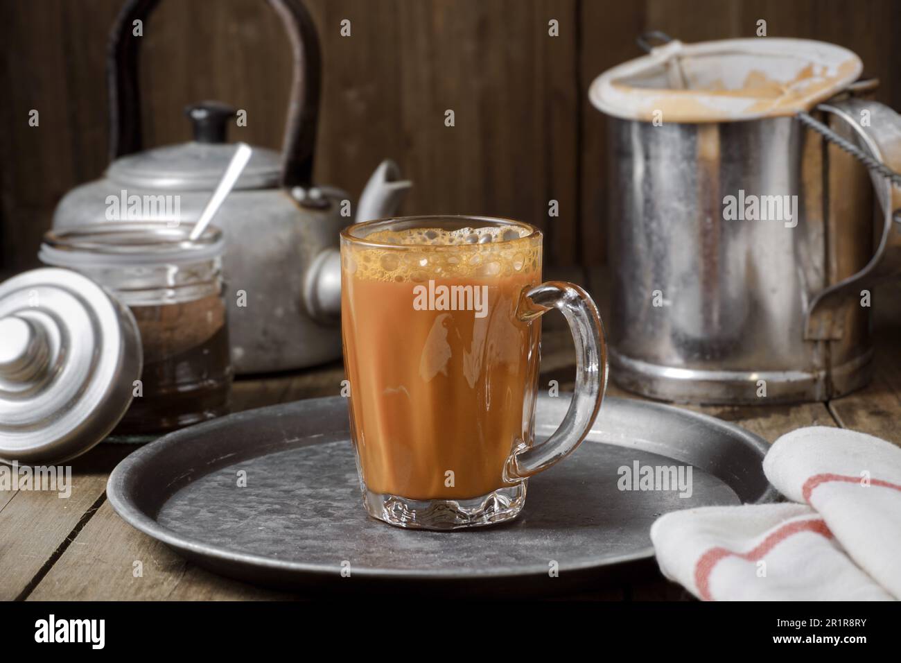 Hot drink tea with milk Malay called Teh Tarik is a popular breakfast ...