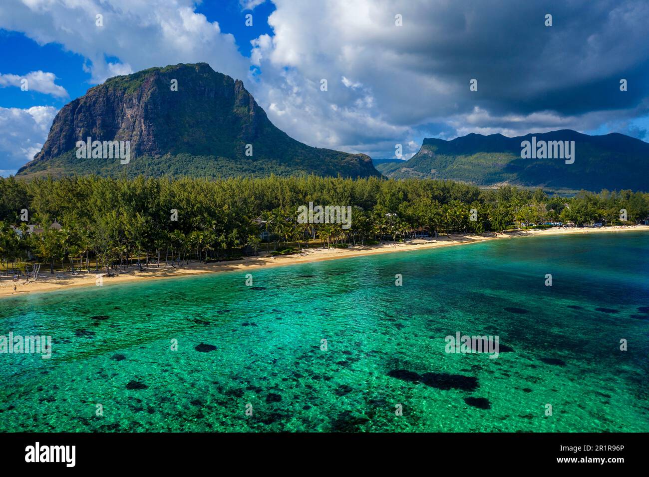 Aerial view of Le Morne Brabant, a UNESCO World Heritage Site in ...