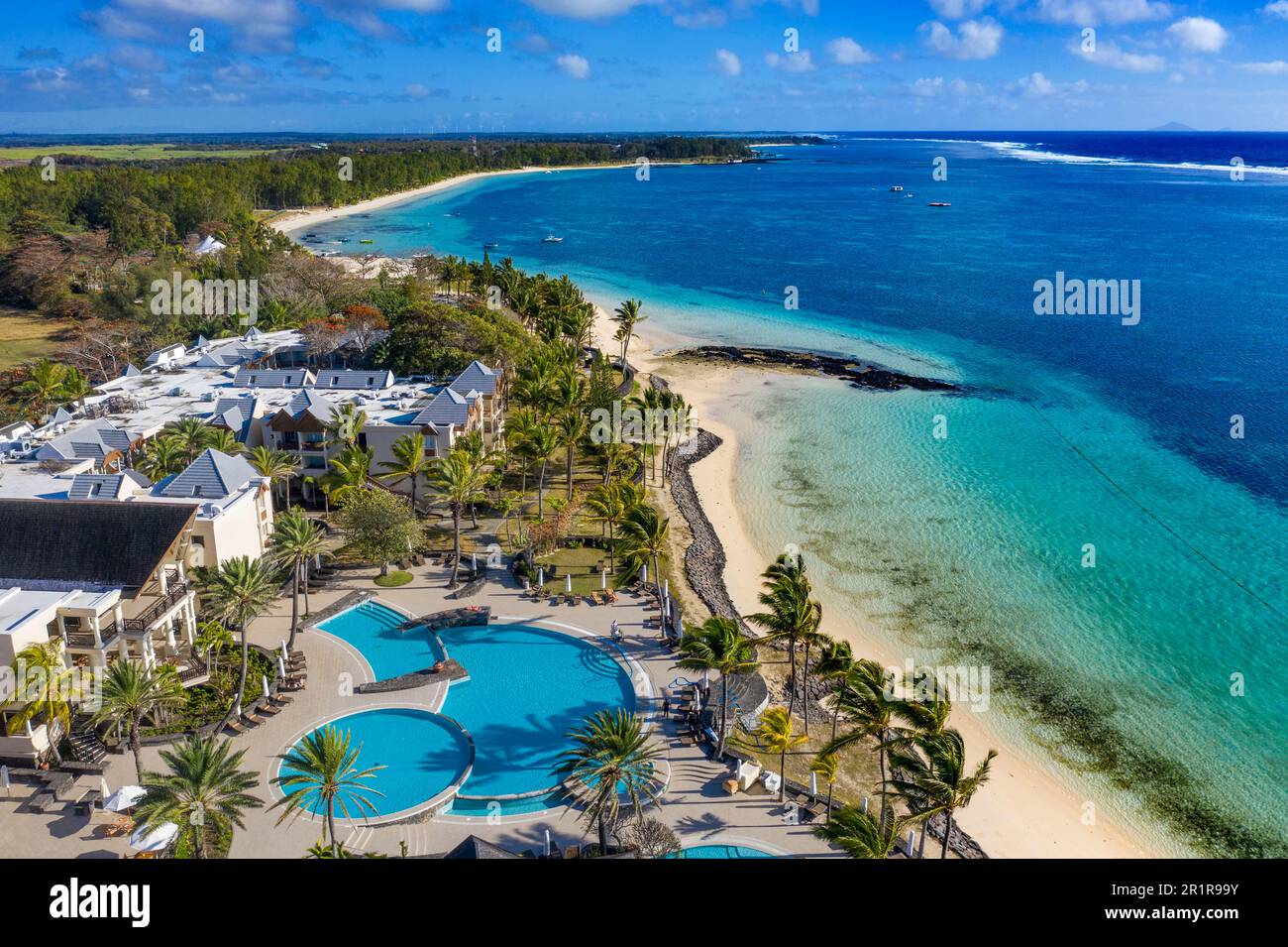 Aerial view of The Residence luxury five stars hotel in Belle Mare ...