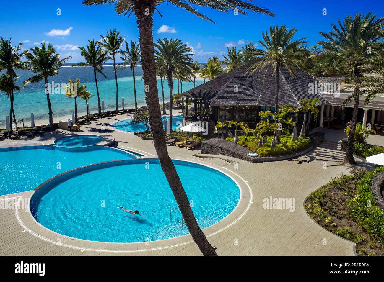 Main pool of The Residence luxury five stars hotel in Belle Mare beach ...