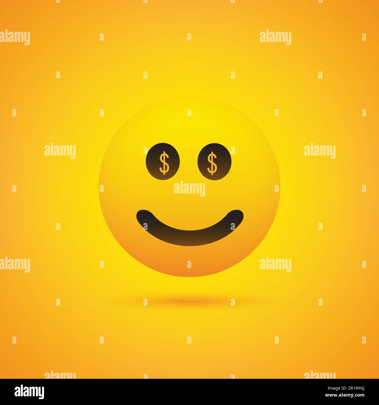 Smiling Emoji with Dollar Sign the in Eyes - Simple Happy Emoticon on ...