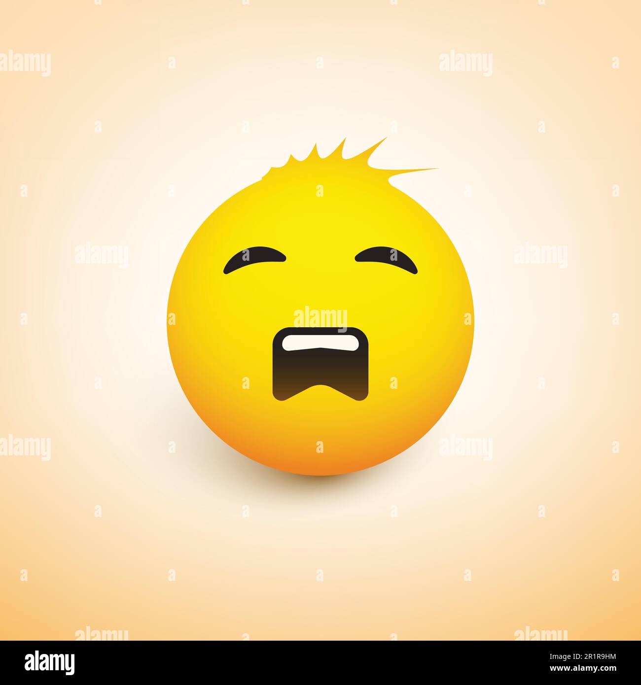 Crying Sad Emoji with Funny Hair - Simple Emoticon on Yellow Background ...