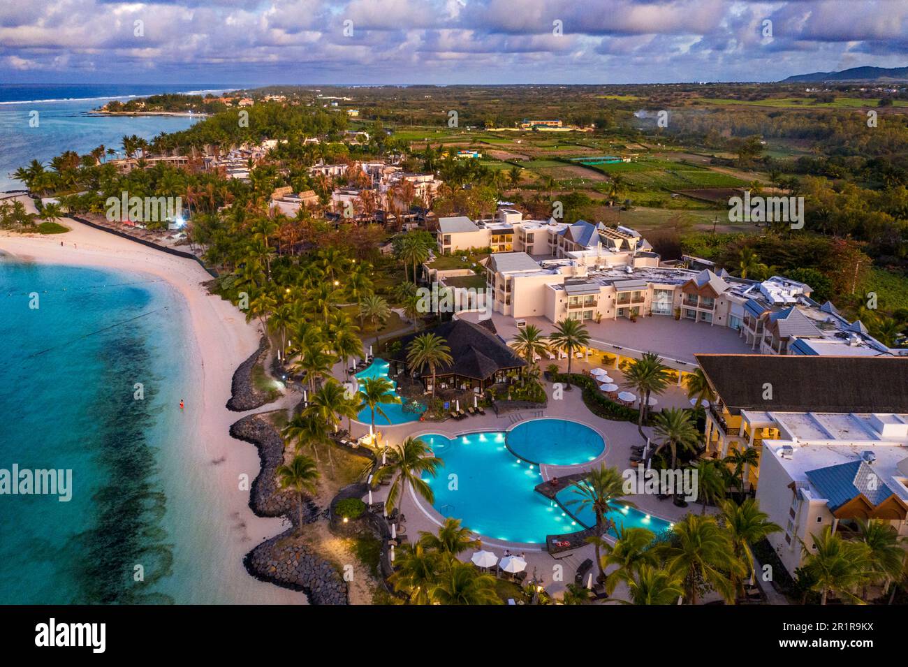 Aerial view of The Residence luxury five stars hotel in Belle Mare ...