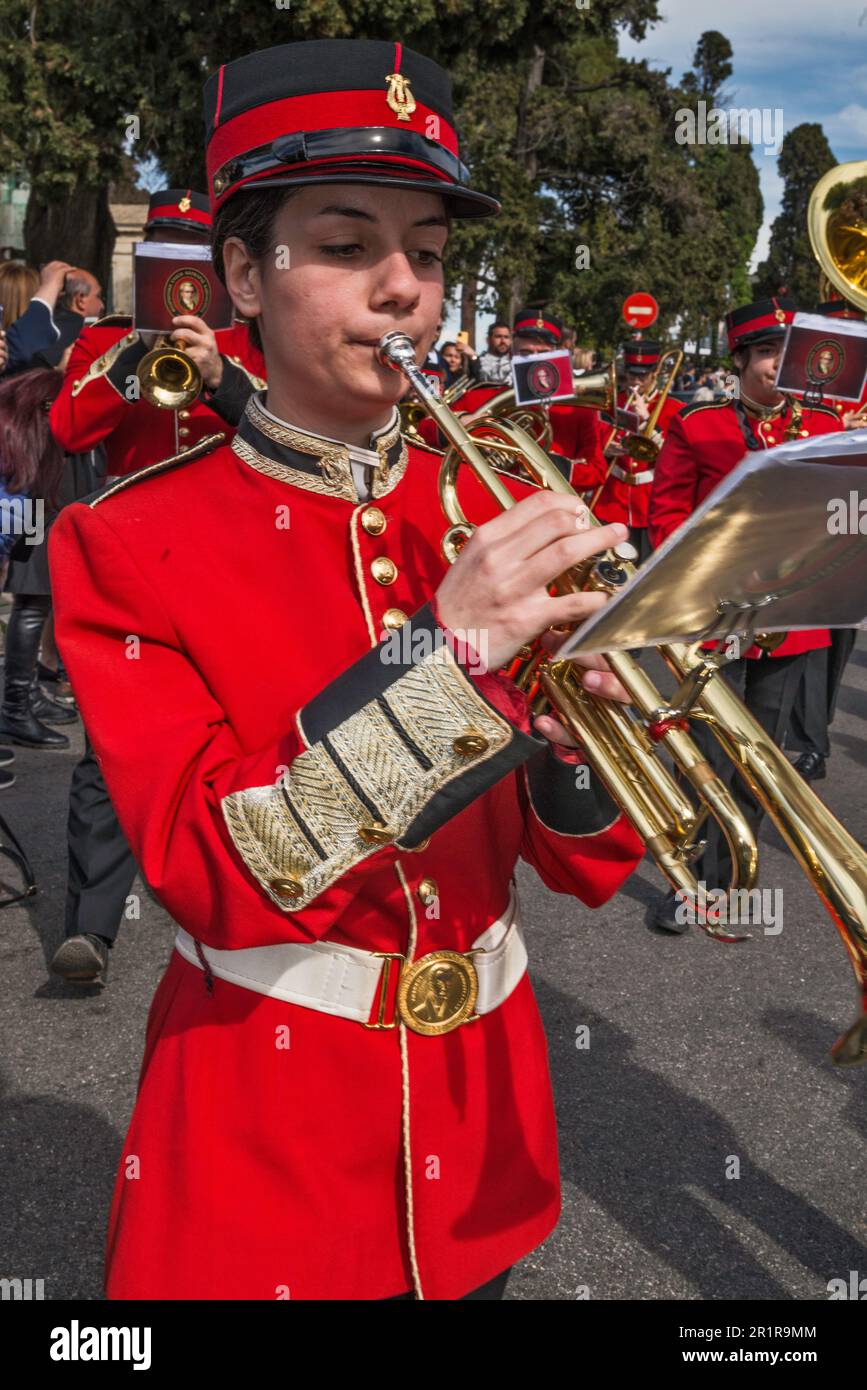 Woman musician in jacket with decorative cuffs, trumpeter, The Old ...